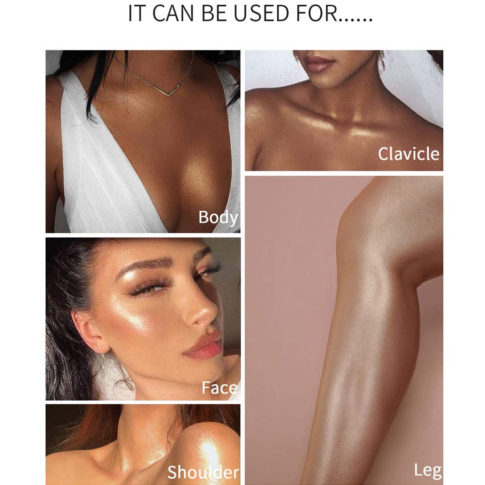 MEICOLY Face Body Luminizer,Liquid Illuminator Body Shimmer Oil,Moisturizing Bronzer Highlighter Smooth Shine Highlight Glow Makeup,Waterproof Body Shimmering Glitter,03 Bronze Gold