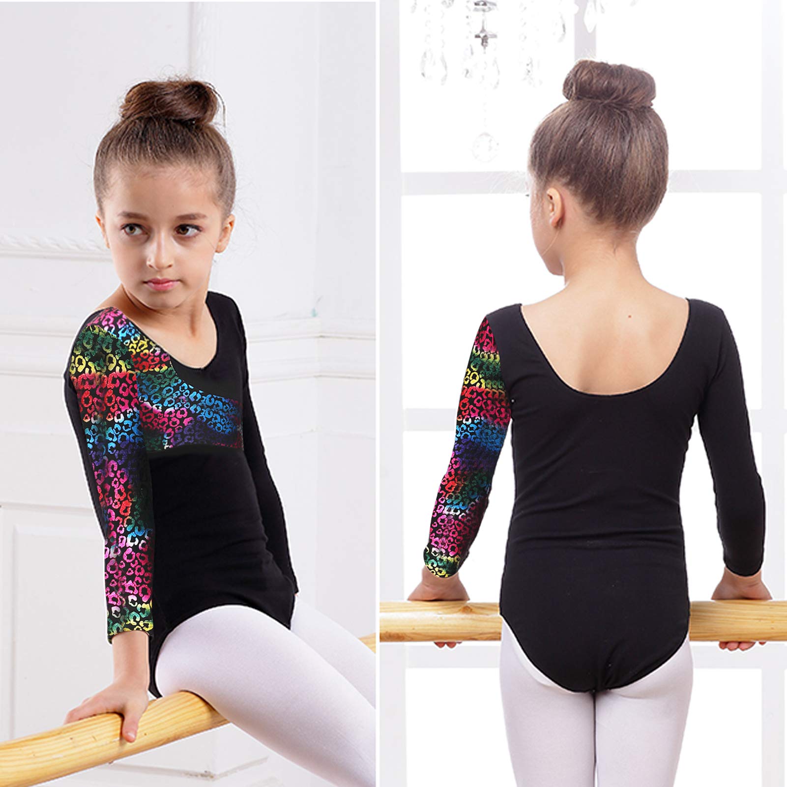 Leotards for Girls Gymnastics Sparkle Leopard Print Ballet Dance Unitards Outfit (10/12Y)