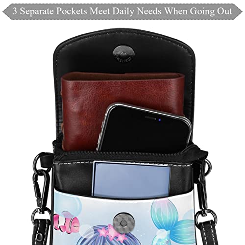 Small Crossbody Bag Blue Mermaid Cell Phone Purse Wallet