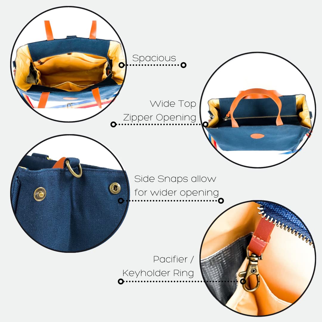 PETITEMONK Diaper Bag Tote, Large Capacity Baby Nappy Bag, Lightweight Spacious Multifunction Travel Baby Bag with Washable Changing Pad, Unisex Design