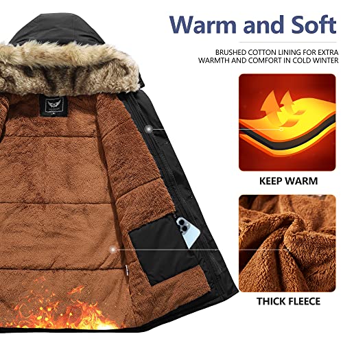 JYG Men's Winter Thicken Coat Warm Puffer Parka Jacket with Faux Fur Removable Hood