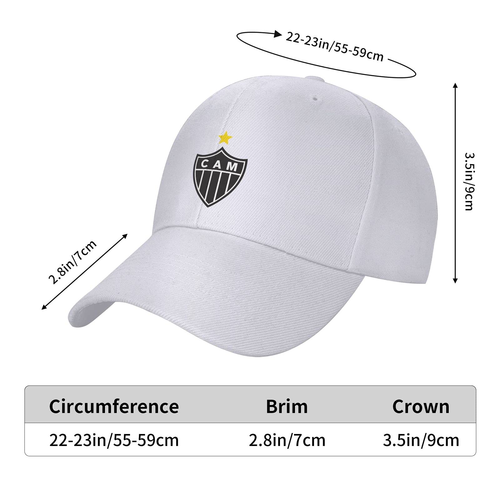 LUJA DLING Clube Soccer Atletico Mineiro 3D Printing Snapback Baseball Cap Casquette Dad Hat Gift for Men Women White
