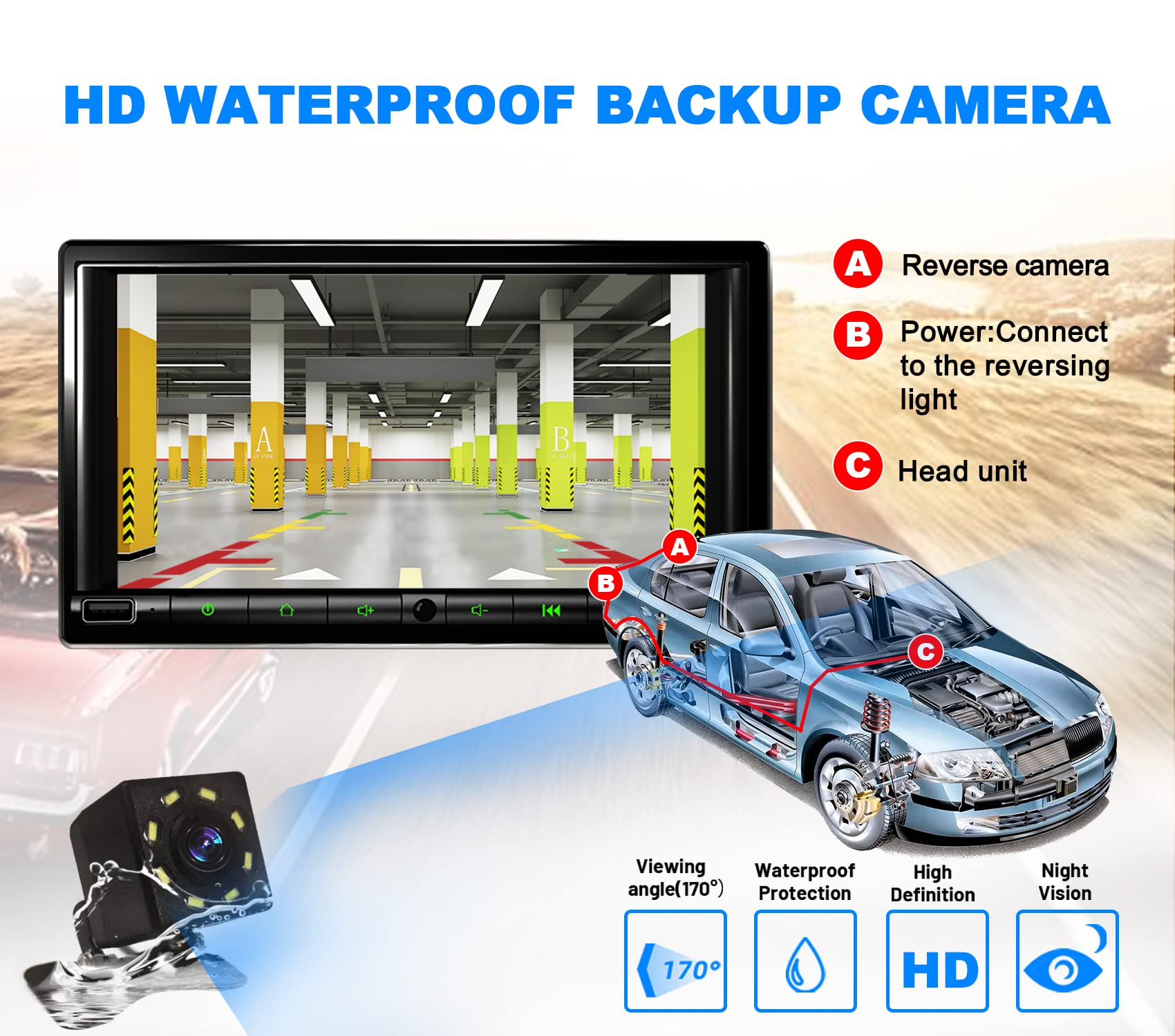 MAXIMACA TH0018 2-Din Car Audio Receiver, Bluetooth 5.2, 1280x720 Touchscreen, 4x52W Output, Android and iOS Compatible