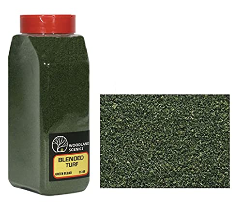 Make Your Day Woodland Scenics Green Blended Turf, Medium Ballast Gray Blend, Scenic Cement Paintbrushes (Pack of 4)
