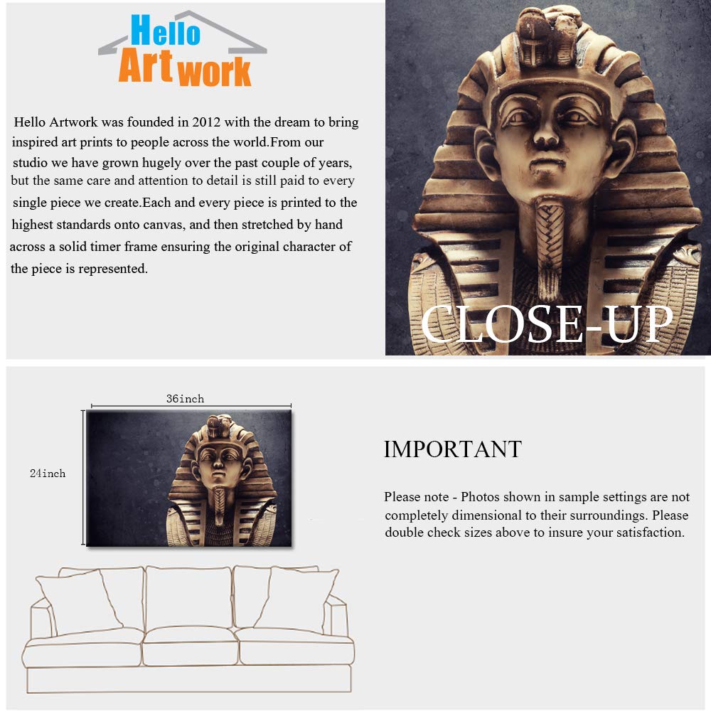 iHAPPYWALL Retro Egypt Ancient Wall Decor Egyptian Pharaoh King Egyptian Pictures for Living Room Home Deocr Giclee Wrapped Print Ready to Hang 24x36inch