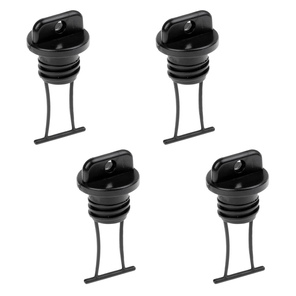Jili Online 4 Pieces Universal Black Plastic Kayak Dinghy Canoe Boat Hull Thread Drain Plugs Kayak Accessories