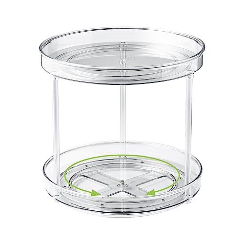 Lazy Susan Turntable Organizer, 2 Tier Clear Lazy Susan Cabinet Organizer for Kitchen, Pantry, Bathroom, Table, Fridge, Cupboards, Counter Organizing,10.6" Round (2 Tier Clear)