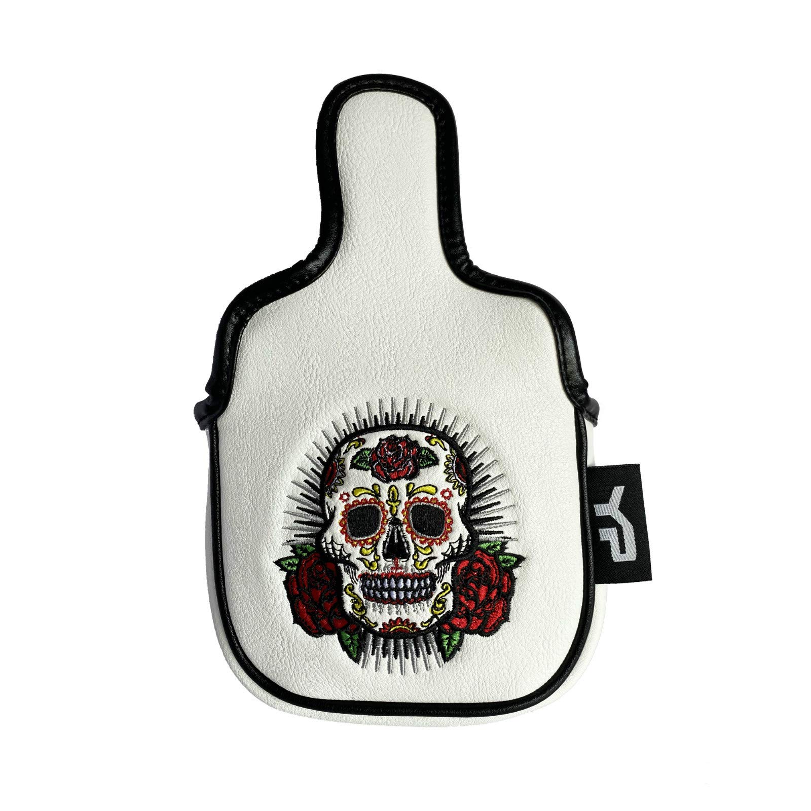 Large Square Mallet Golf Mallet Putter Head Cover Embroidered Headcover with Magnetic Closure for Scotty Cameron Odyssey-Rose Skull