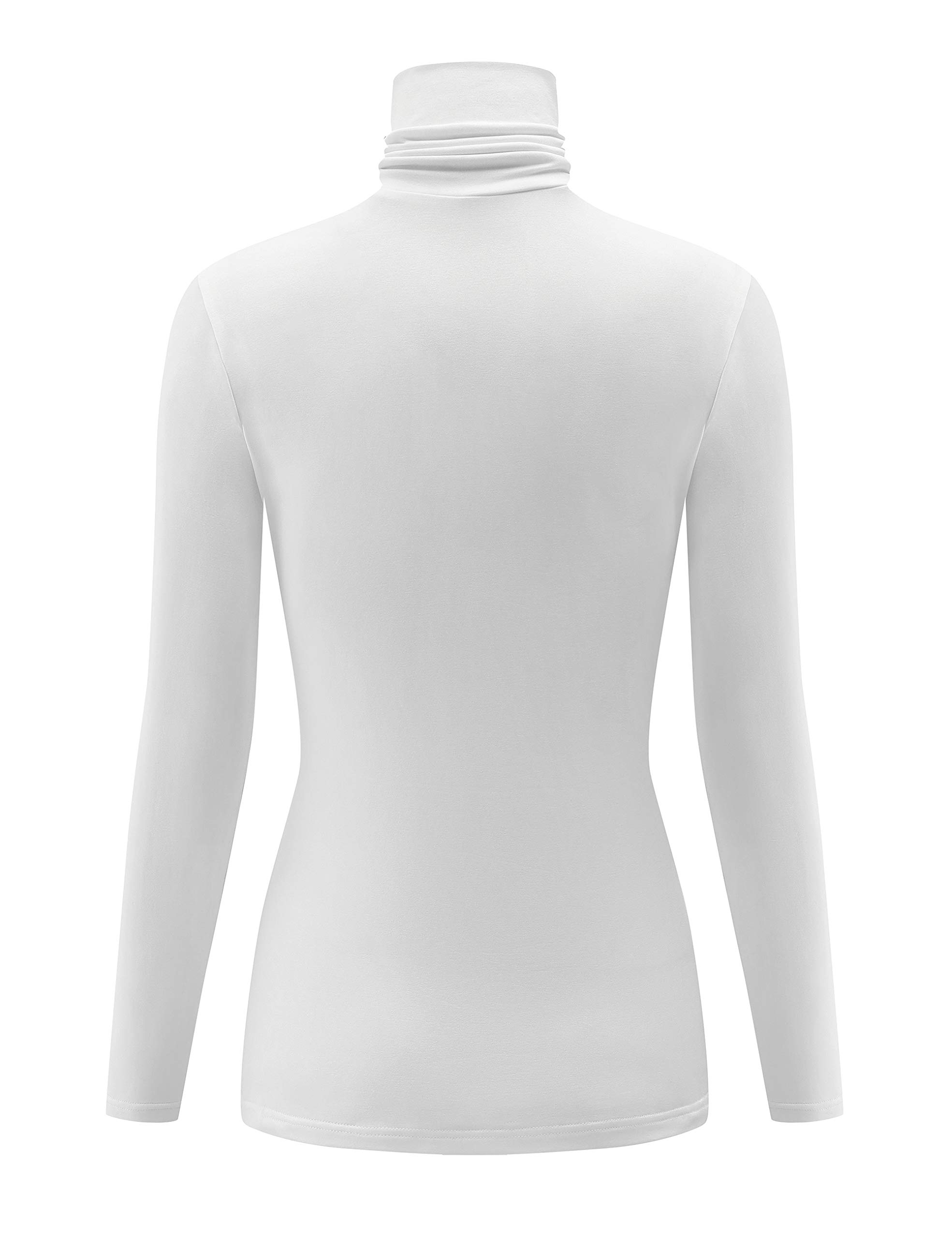 Kindcall Long Sleeve Mock Turtleneck Stretch Slim T Shirt Layer Top White Medium