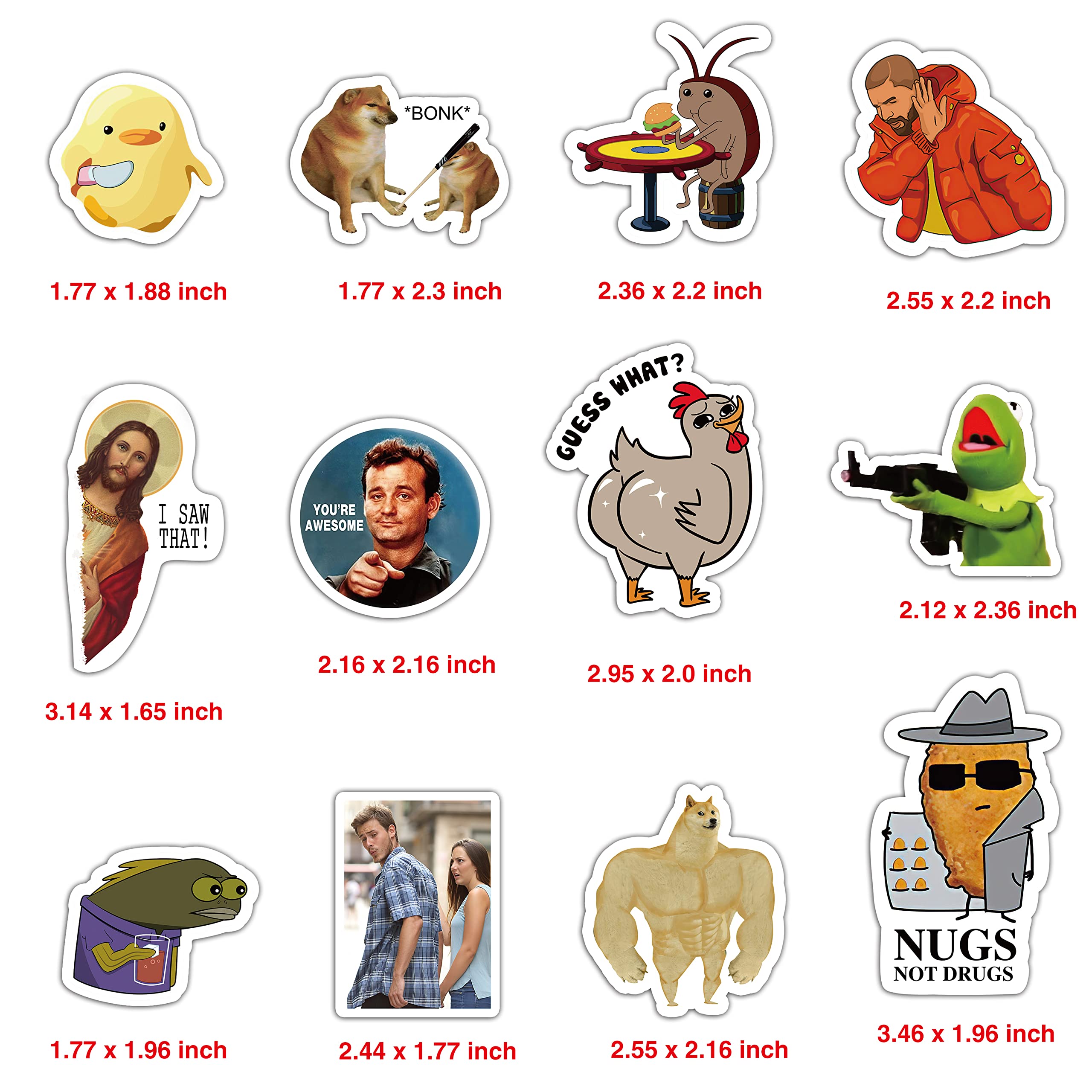 Pounchi Memes Funny Magnet (12 Packs) Funny Magnet Bumper Office Cabinets Decoration Fridge Metal Magnet Flexible Reusable Magnetic Vinyl