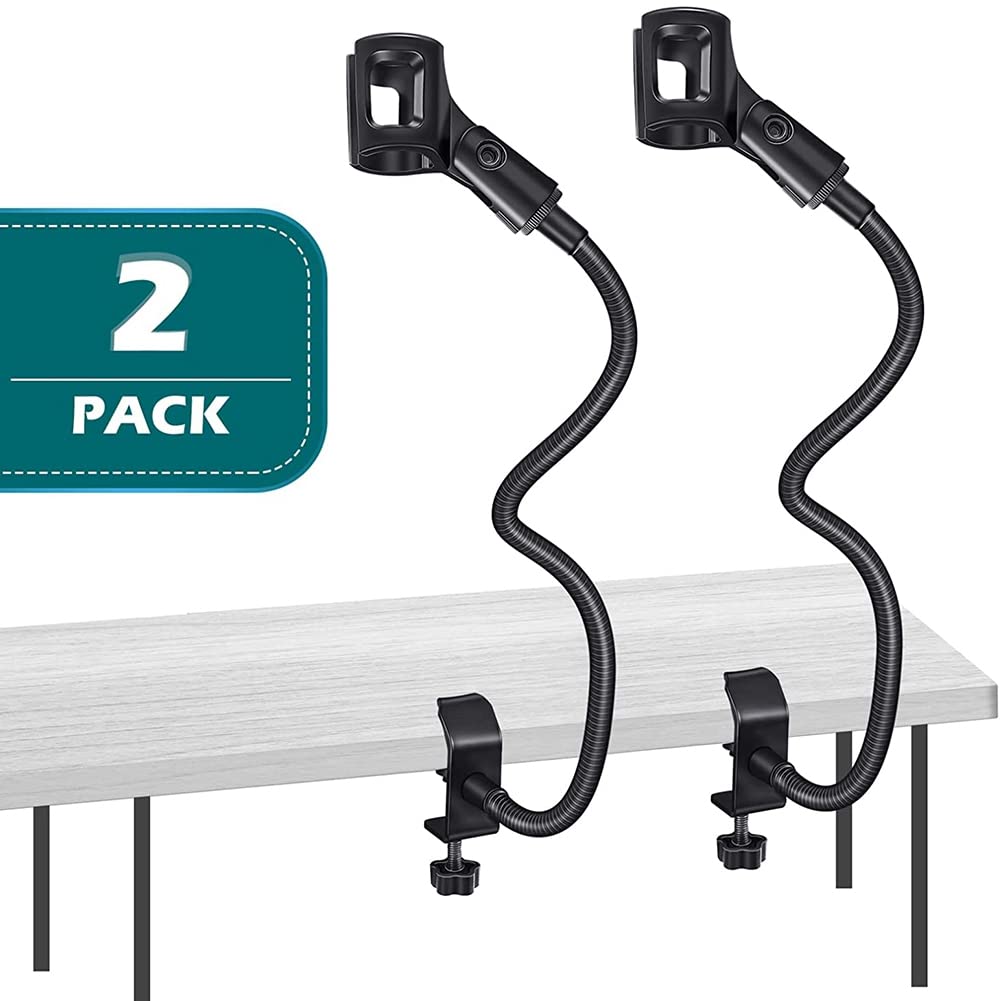 Oligemok 2 Pcs Microphone Adjustable Stand Flexible Gooseneck Desktop Stands Desk Clamp Recording Equipment for Meeting Lecture