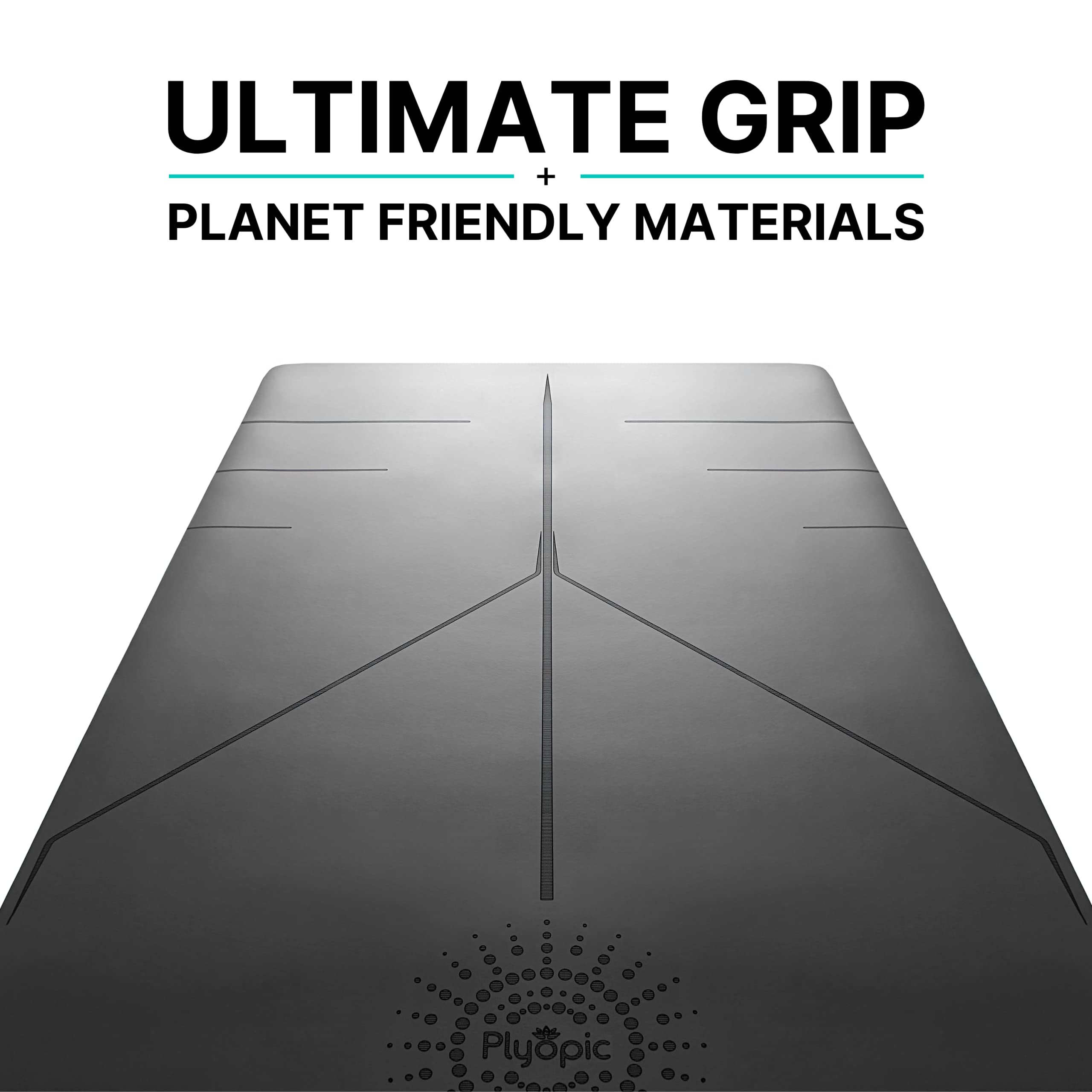 Plyopic Ultra-Grip Pro+ Yoga Mat – EXTREME Non-Slip Performance - Dry Grip & Wet Grip - Alignment Line - Comfortable & Sweat Resistant - For Yoga, Pilates, Exercise, Workout, Bikram & Hot Yoga (Gray)