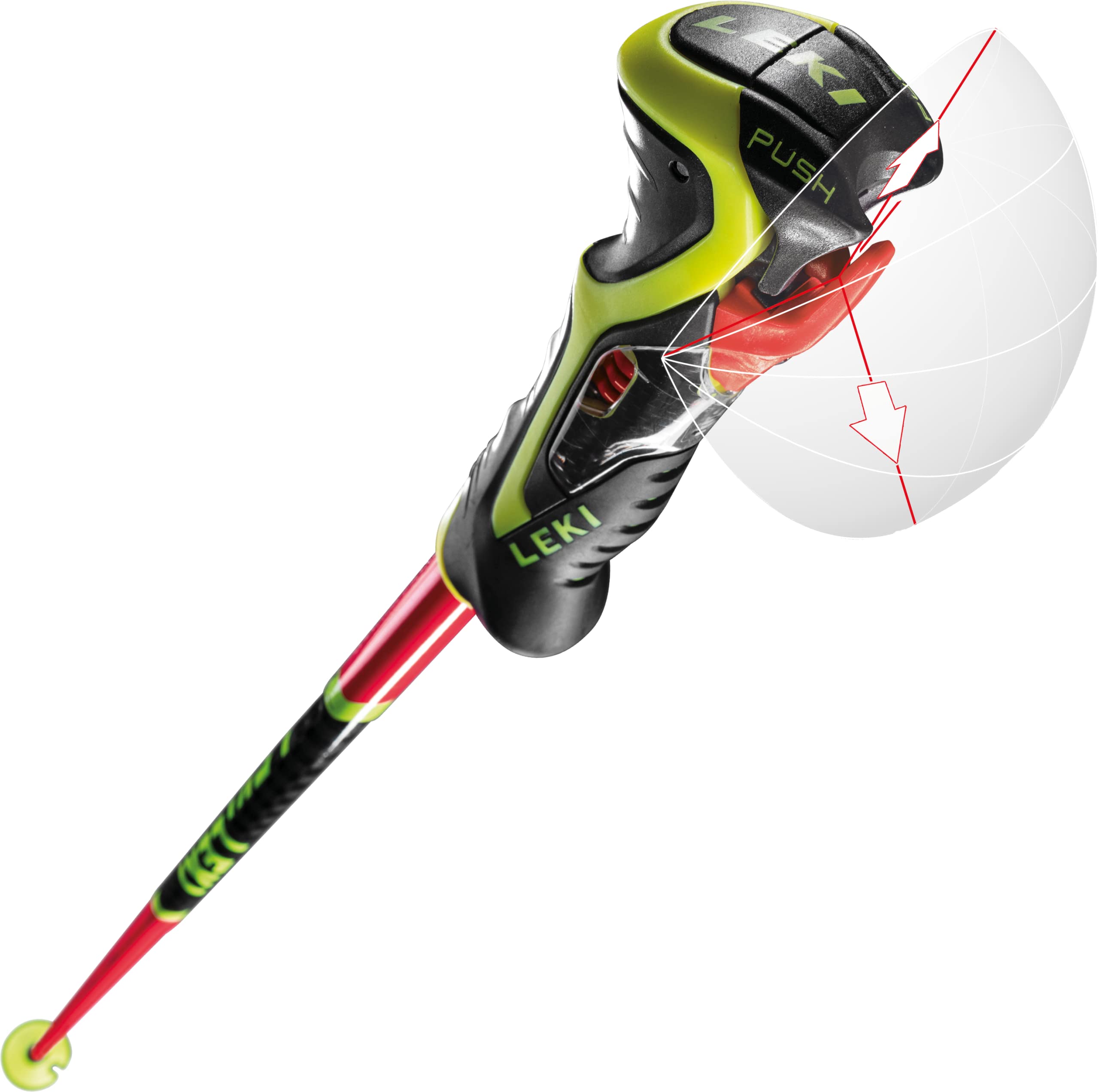 LEKI WCR Sl 3D Ski Poles Red/Black/Yellow 130cm (52in)