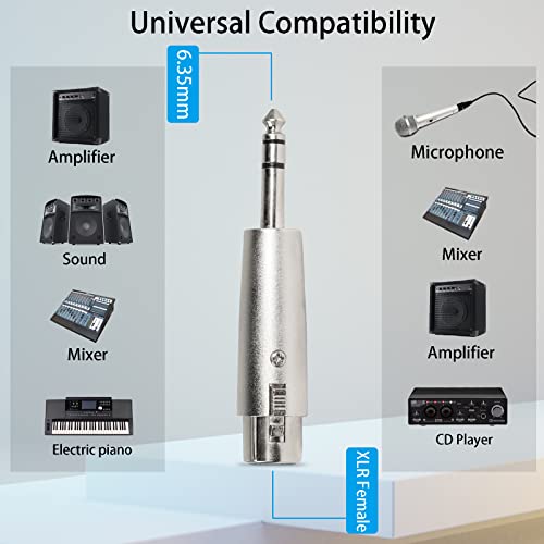PNGKNYOCN 1/4" to XLR Adapter,6.35mm TRS Male to XLR Female Stereo Balanced Audio Connector for Mixer, Speaker, Microphone and More(2-Pack)