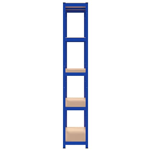vidaXL Industrial Style 5-Layer Storage Shelves, 3-Piece Set, Blue - Galvanized Steel, Engineered Wood and Plastic for Residential and Commercial Use