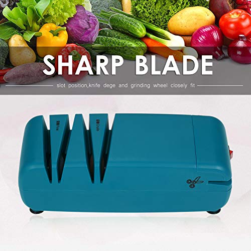 Lasamot Professional Electric Sharpener for Straight Serrated Knives and Kitchen Shears with 3 Stage Diamond Sharpening Wheel for Sharp Durable Edges