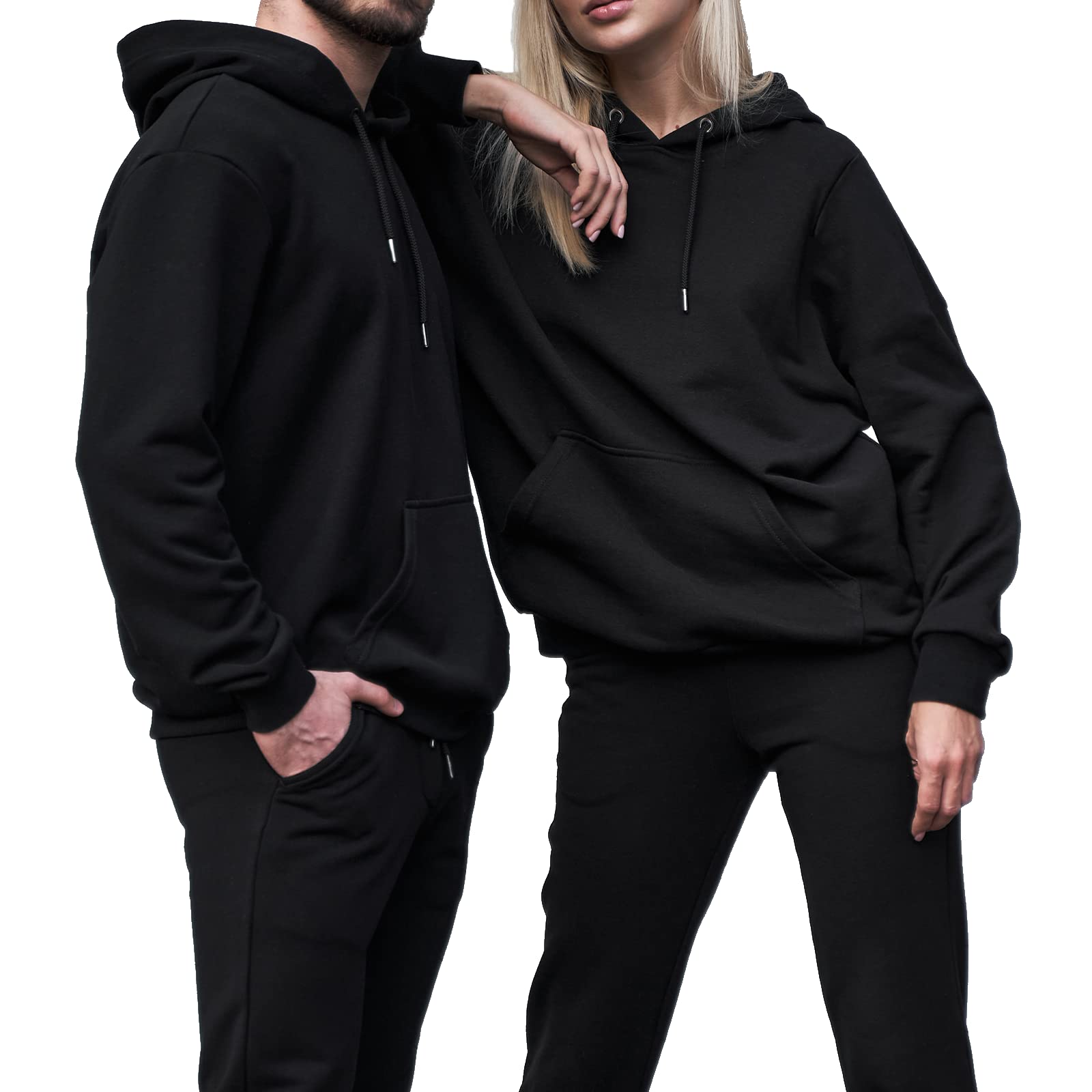 IJARL Men's Fleece Pullover Hoodie, Heavyweight Hoodie Winter Casual Hooded Sweatshirt Long Sleeve Drawstring with Pockets Black Large