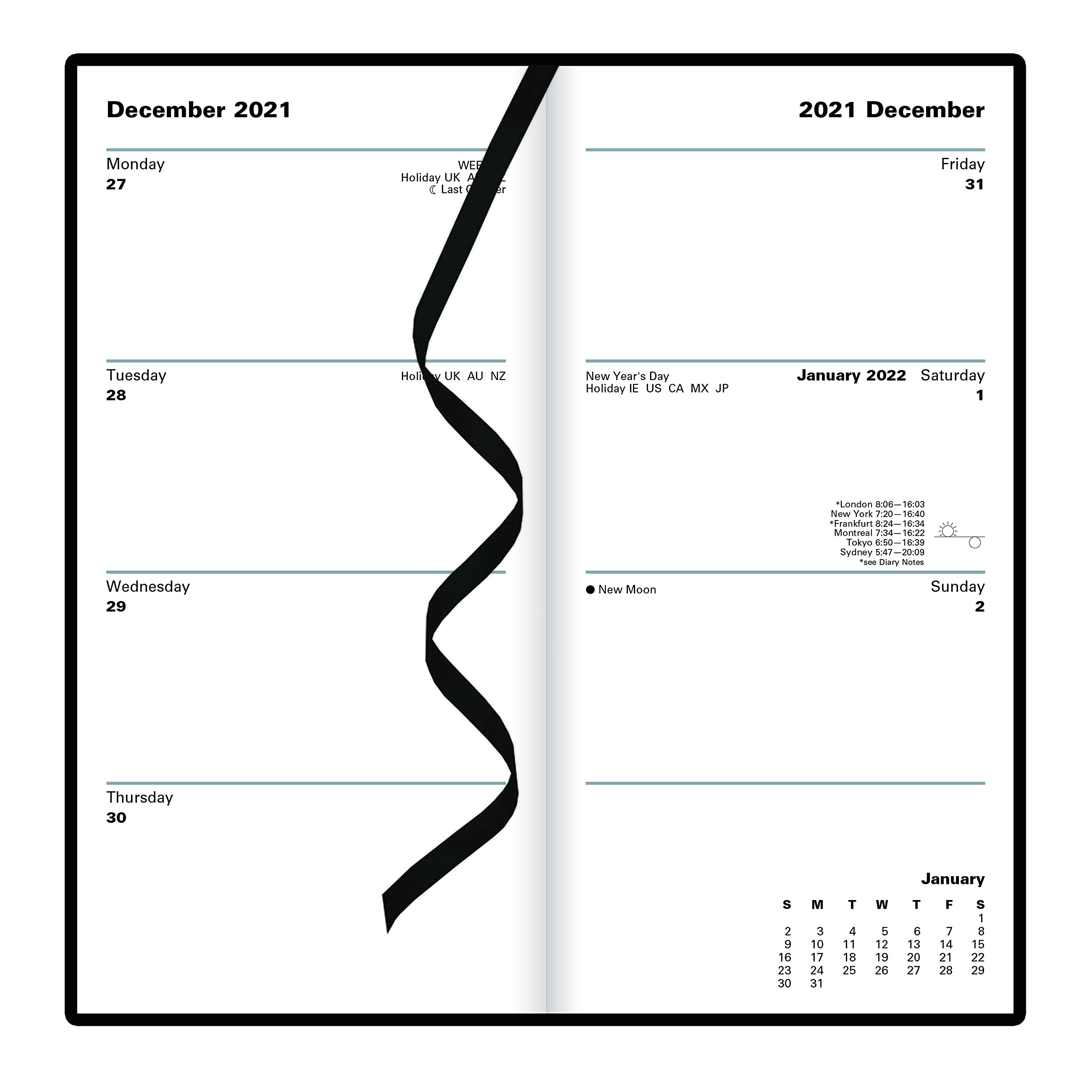 LETTS Classic Weekly/Monthly Planner, 12 Months, January to December, 2022, Week-to-View, Gold Corners, Vertical, 6.625" x 3.25", Black (C32SUBK-22)