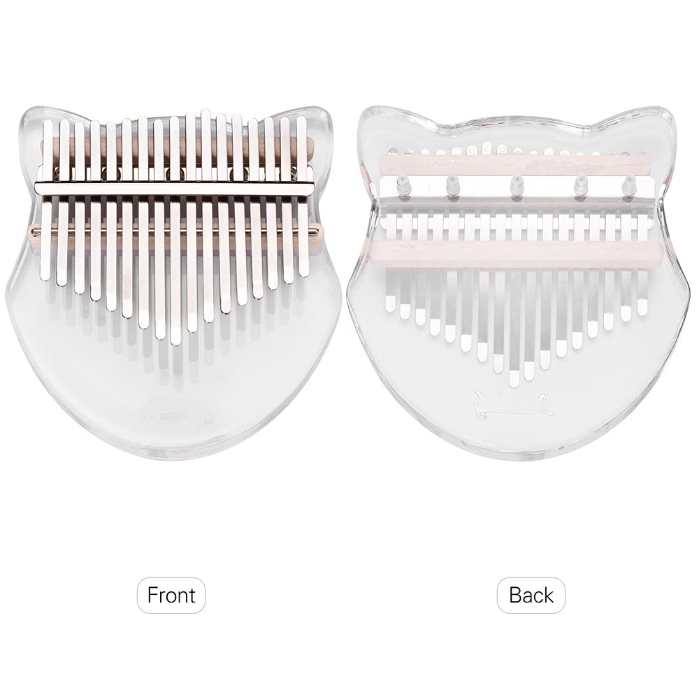 SDGH Cute 17 Key Thumb Piano Acrylic Material Finger Piano with Carry Bag Note Stickers Tuning Hammer