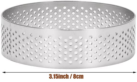 Nebel 10Pcs Circular Tart Rings with Holes, Perforated Tart Rings for Baking, Steel Fruit Pie Quiches Cake Mousse Kitchen Baking Mould 8cm