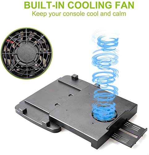 Linkstyle Charging Stand with Cooling Fan, Vertical Storage Stand for Xbox Series ONE/Slim/X Console, Dual Controller Charger Dock Station, 3 Controller Holder, 11 Game Slots, 1 Headset Stand