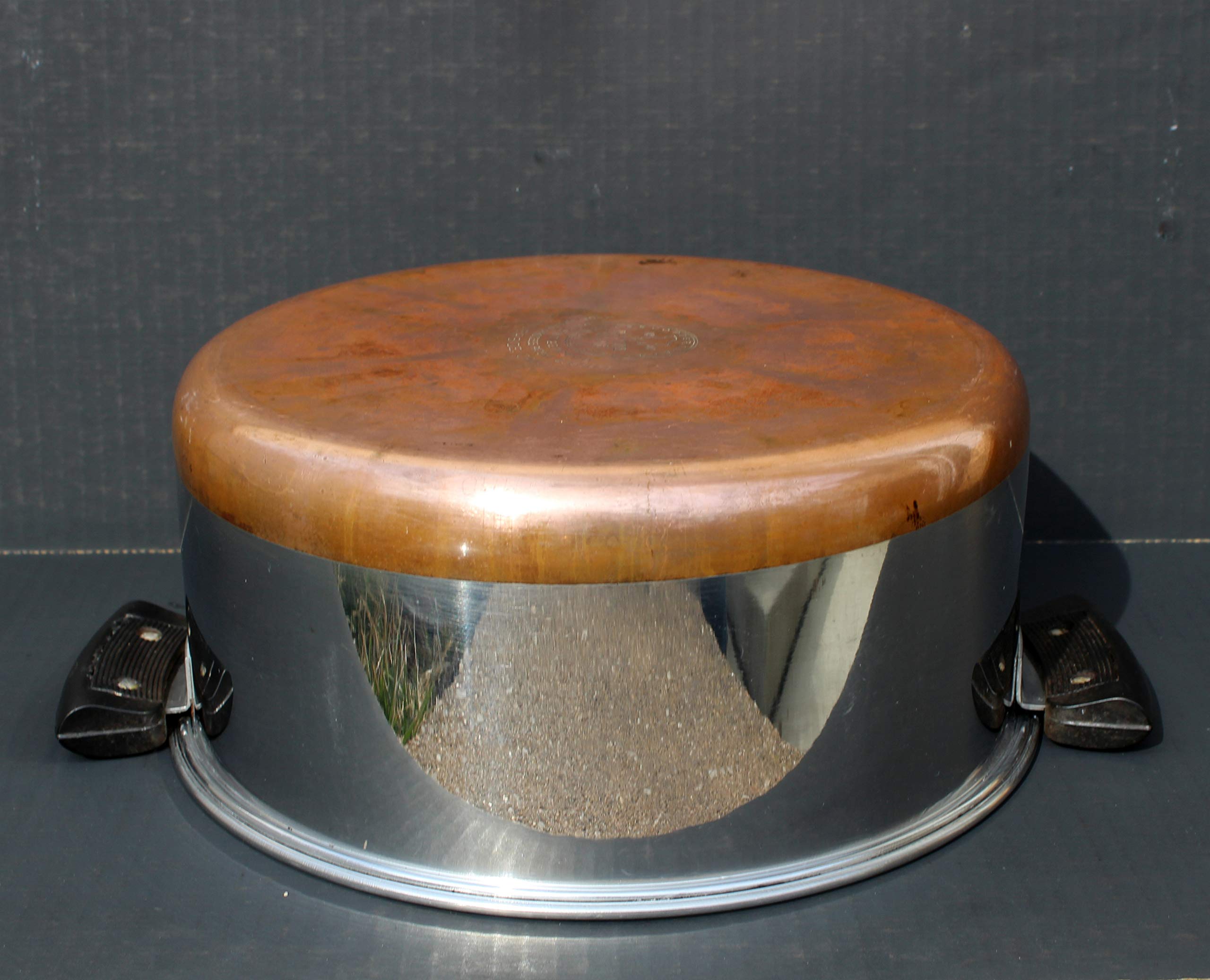Revere Ware Pre-'68 Double Ring 6 Quart Stainless Steel Copper Bottom Stockpot with Dome Lid