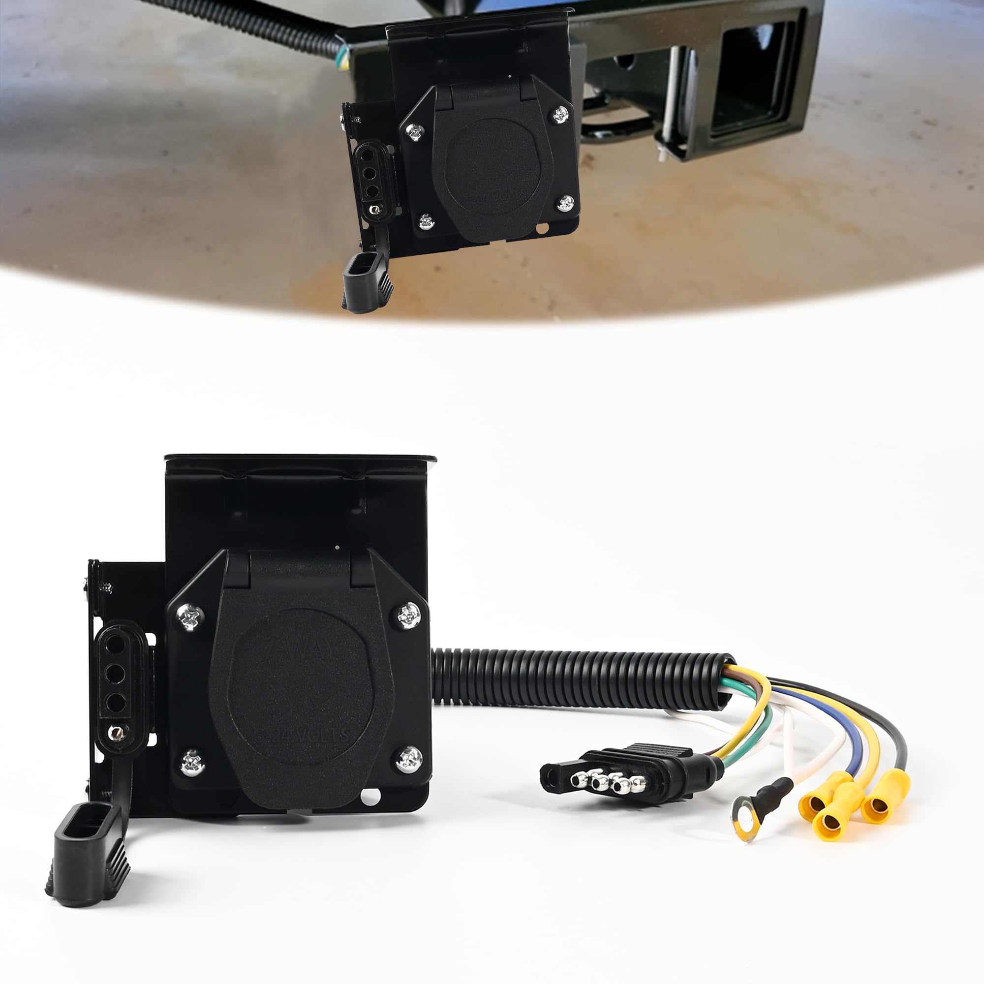 ikare 4-Way to 7-Way RV Blade and 4-Way Flat Female Trailer Wiring Adapter Connector Kit
