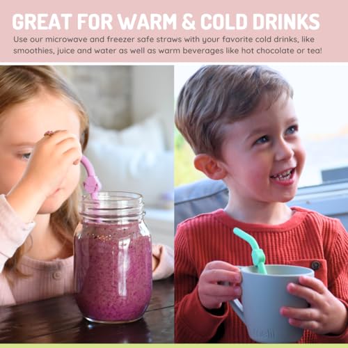 melii Reusable Silicone Animal Straws for Toddlers & Kids with Cleaning Brush β BPA Free, Dishwasher & Microwave Safe (6 Straws)