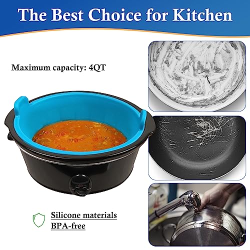 Kilrygh 4QT Slow Cooker Liners, Silicone Crock Pot Liners fit Crock-Pot 4 Quart Oval Slow Cooker, Reusable Leakproof Silicone Crockpot Liner, Dishwasher Cleanable Crockpot Liner