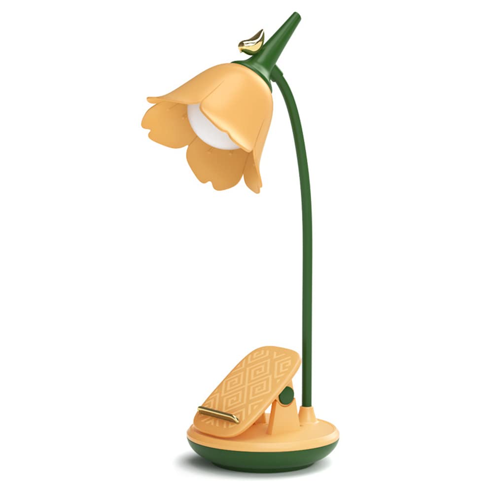 LED Desk Lamp Clip on Lamp Cordless Table Light Adjustable Gooseneck Dimmable Touch Rechargeable Battery Eye-Caring Night Light for Kids,Mini Cute Lamp for College Dorm Bedroom Reading (Yellow)