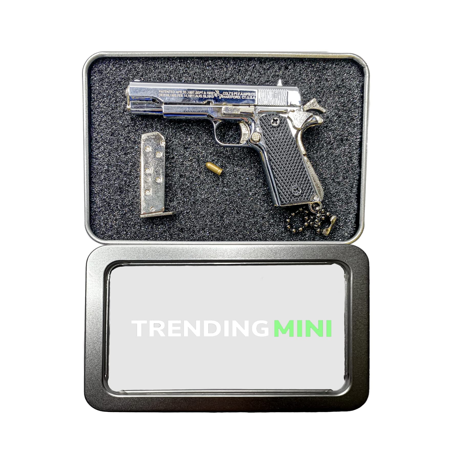 OFFICIAL Mini Keychain 1911 Coyote M1911 Keychain Accessory For Keys,1911 Pistol Key Ring (STAINLESS SILVER)