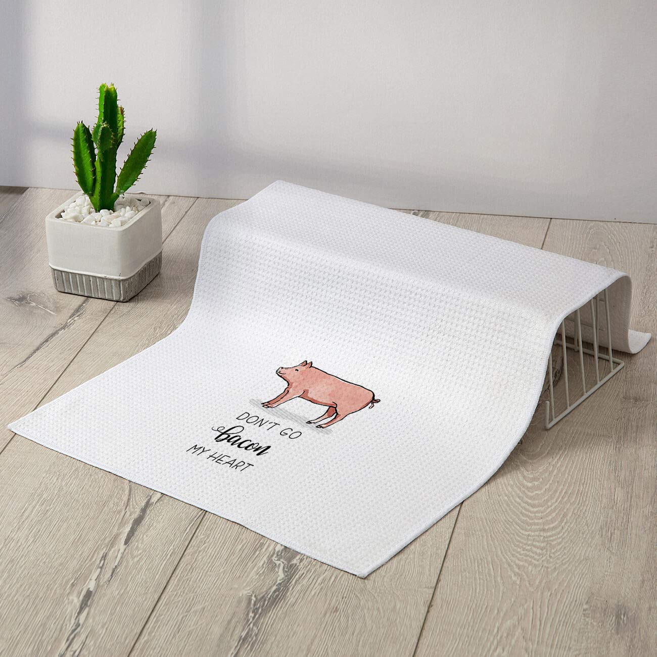 KLL Funny Microfiber Waffle Towels - Set of 4, Lightly Waffled, 16in x 23.5in, Lint Free, Great for Kitchen, Dishwashing, Cleaning, Decor, Gifts