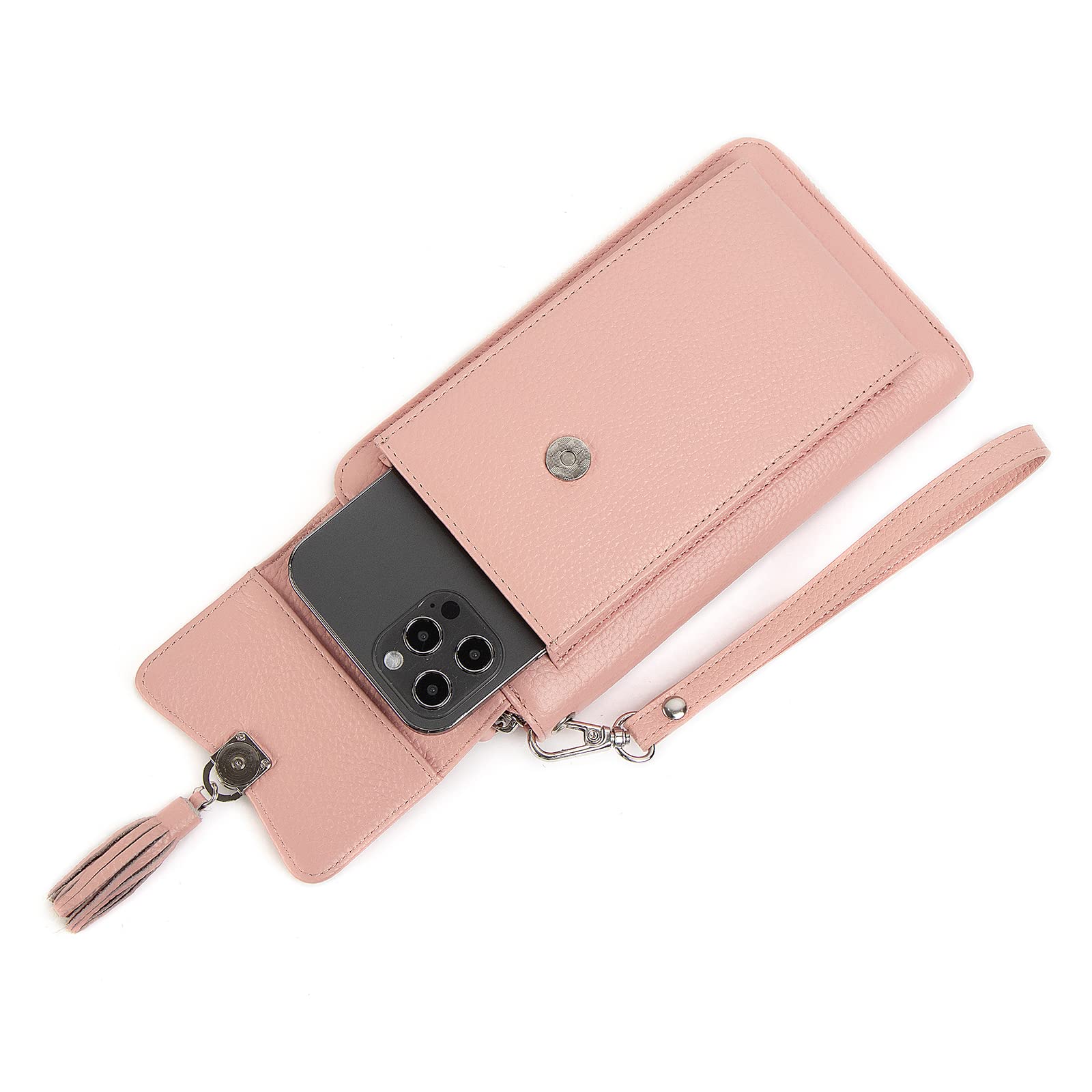 Perlvin Alinne Small Genuine Leather Crossbody Bag for Women Rfid Blocking Cell Phone Wallet Purse Handbag with Card Slots