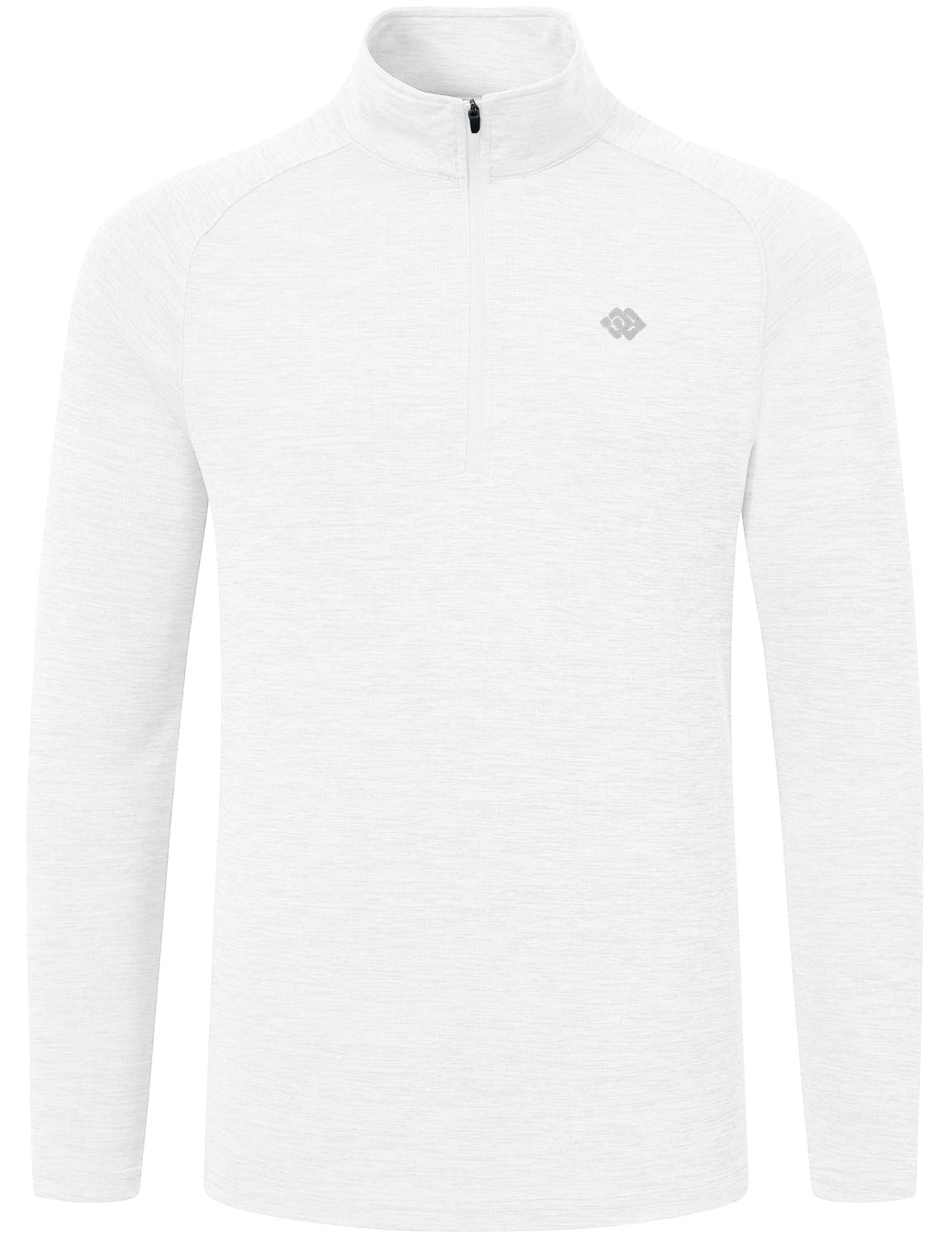 MoFiz Men's Quarter Zip Pullover Jackets for Running Cycling 4-Way Stretch Quick Dry Golf Polo Long Sleeve Activewear White 2XL