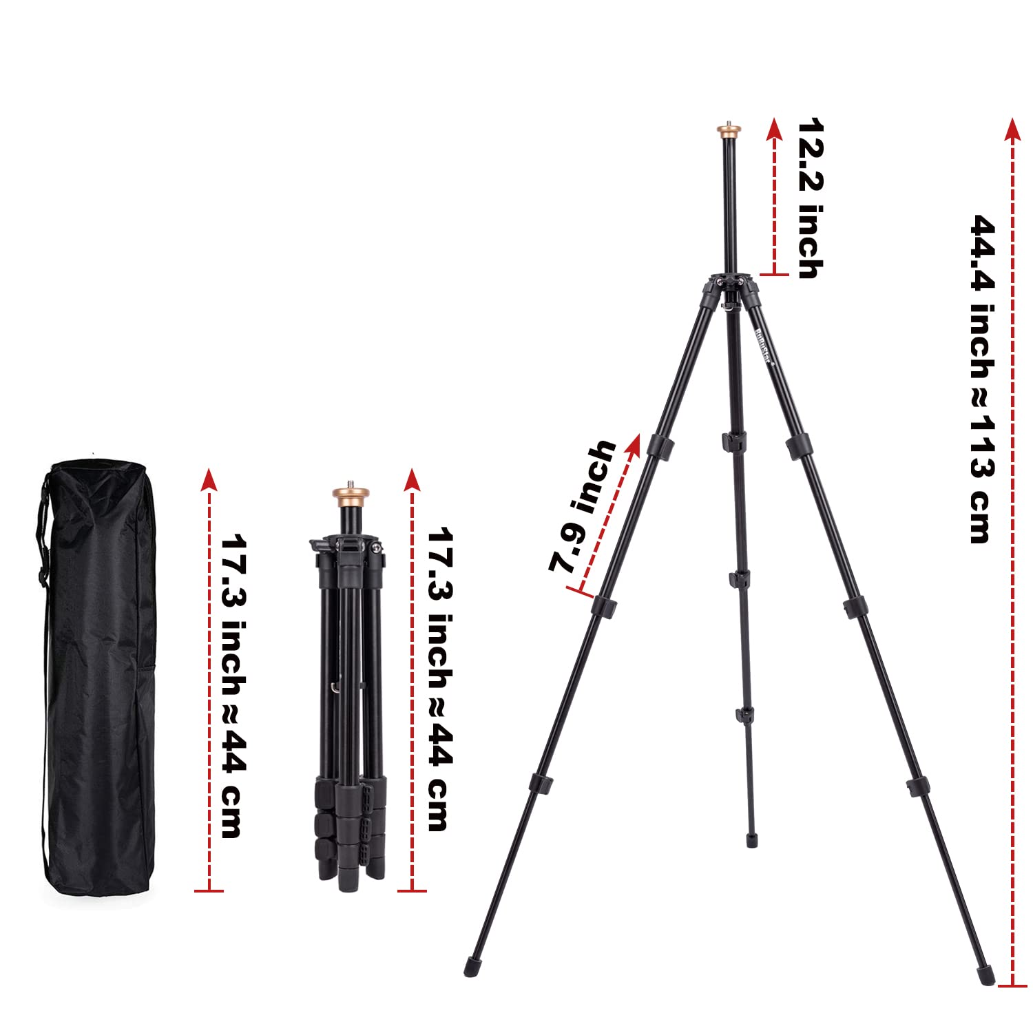 Multifunction Mannequin Tripod (Camera) Stand Aluminum Alloy Training Tripod Stand with Travel Bag for for Mirrorless, DSLR(50 inch, Black)