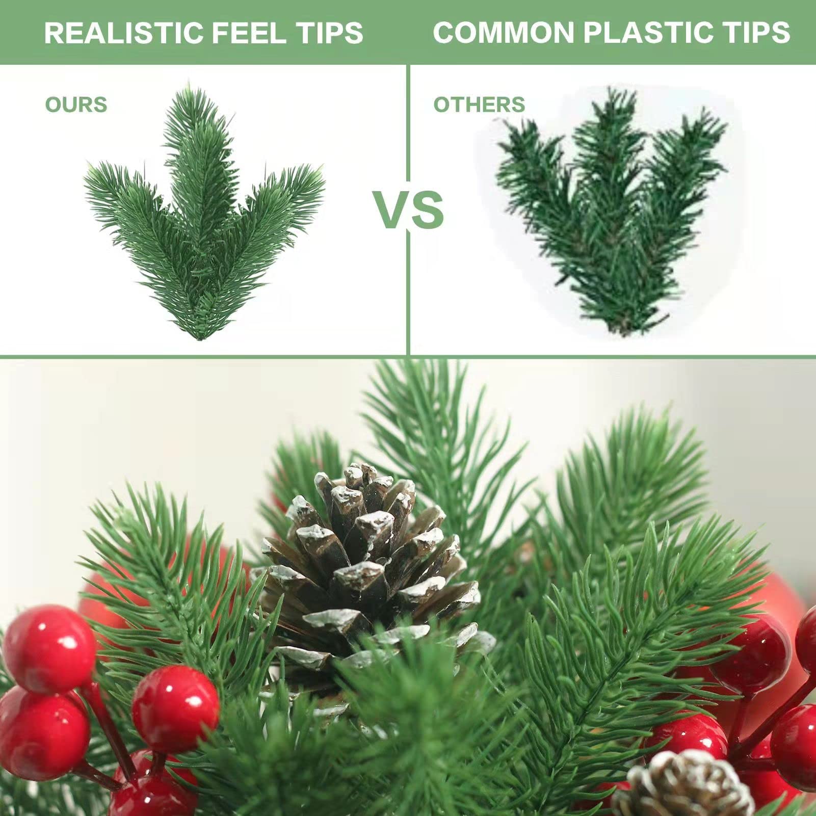 JIALEIXI 2PCS Small Christmas Tree,Tabletop Mini Xmas Tree,9" Artificial Little Potted for Christmas Decor,Suitable for Weddings, Holidays, Christmas and Other Festivals.(Red/Green)