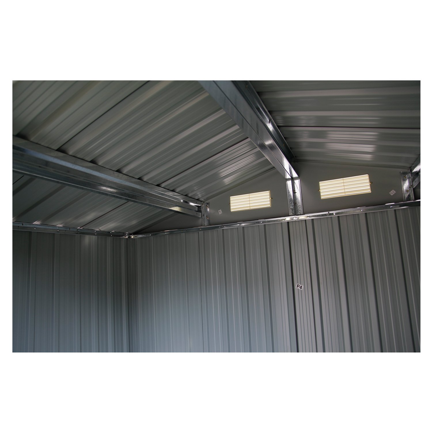 Kinsutie 6' x 4' Outdoor Steel Garden Storage Shed Utility Tool Backyard Lawn Grey with White w/Lockable Doors