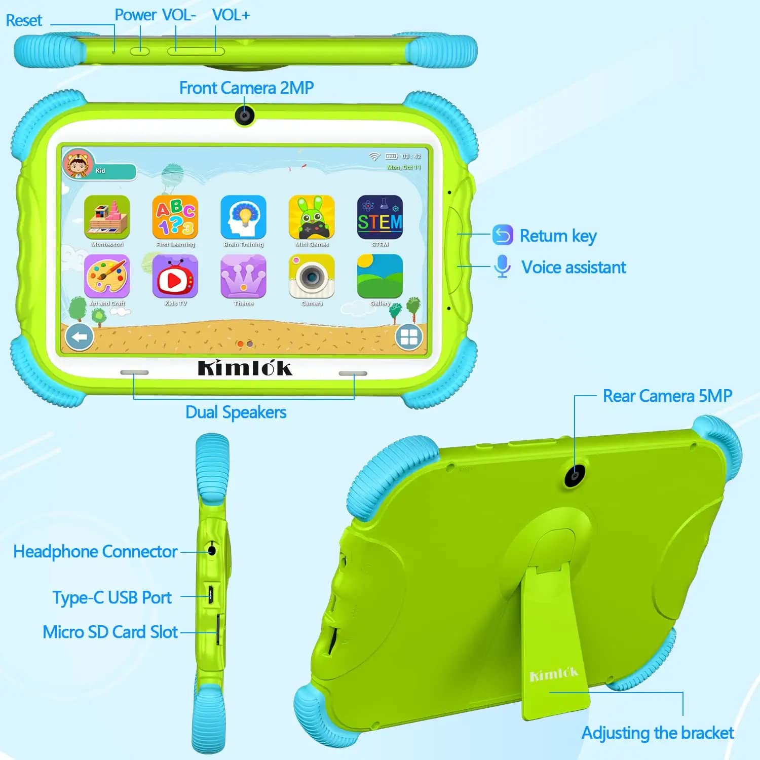 kimlok Tablet for Kids 10.1 Inch+7 Inch…