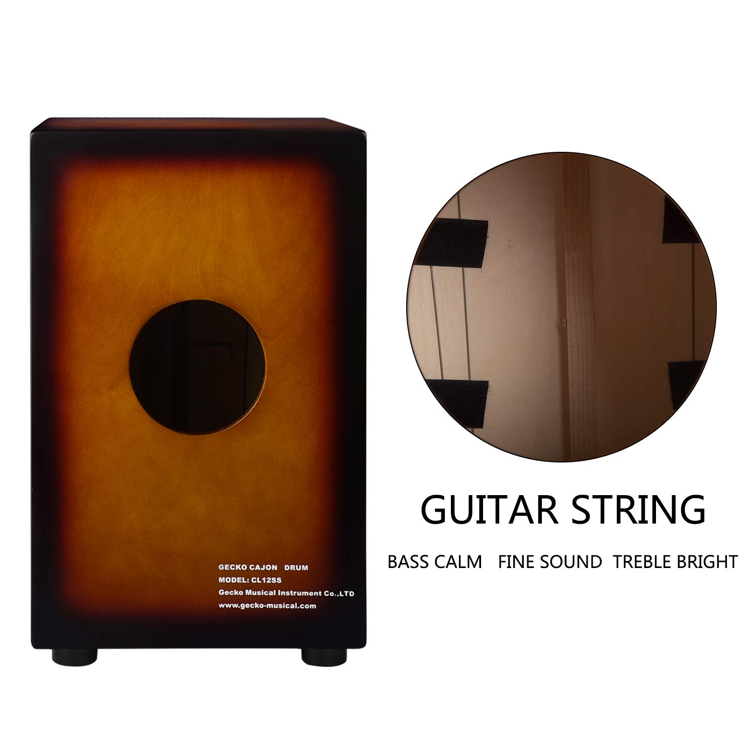 Latest GECKO Cajon BOX Drum-Wooden Percussion Box, with Internal Adjustable Guitar Strings,2-YEAR WARRANTY