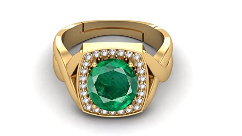 Mohit Gems 8.50 carat Panchdhatu Gold Plated Ring Adjustable Natural Gemstone Brilliant Design Ring (Emerald)