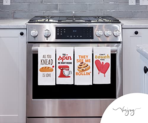 Microfiber Dish Towels Funny Kitchen Towel Set of 4 - Best Housewarming Gifts for New Home Kitchen, Tea Towels for Kitchen Funny, Mom Kitchen Gifts, Baking Themed Dish Towels with Sayings