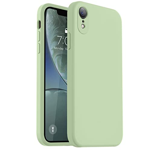 Vooii Compatible with iPhone XR Case, Upgraded Liquid Silicone with [Square Edges] [Camera Protection] [Soft Anti-Scratch Microfiber Lining] Phone Case for iPhone 10 XR 6.1 inch - Matcha