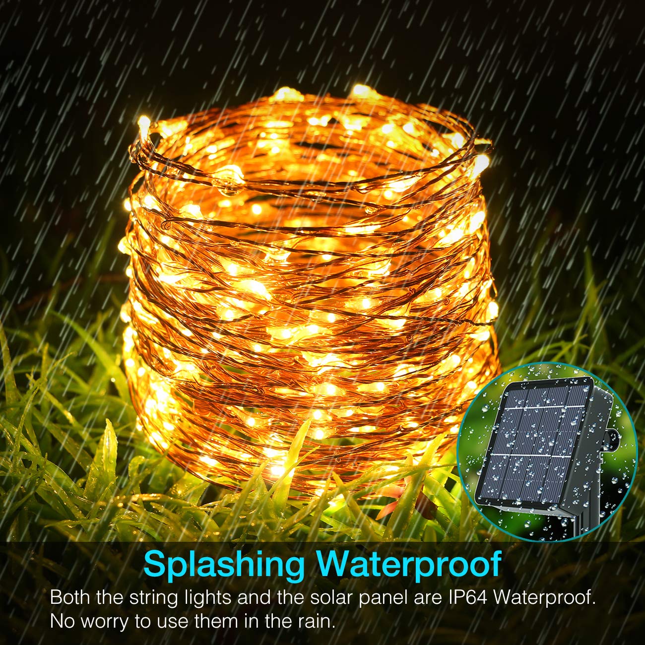kolpop Solar String Lights Outdoor, 79ft 240LED 8 Modes Solar Fairy Lights Outdoor Waterproof Copper Wire Solar Powered String Lights for Garden Christmas Tree Patio Home Wedding Yard (Warm White)
