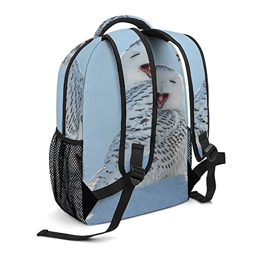 XOLLAR Laptop Backpacks for Men Women Snowy Owl Yawning Lightweight Travel Daypack Large Hiking Camping Bags