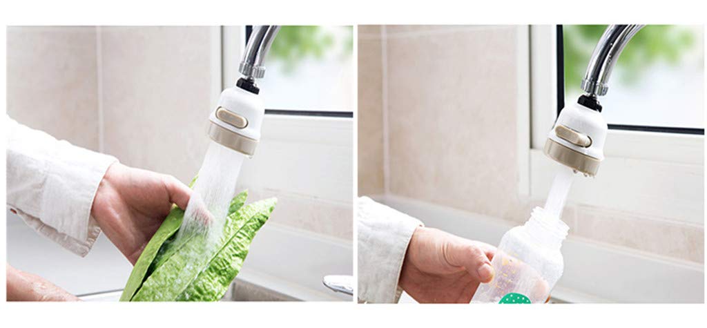 Kinteshun Tap Faucet Shower Head,360°Rotating Water-Saving Faucet Valve Booster Filter Universal Splash-Proof Nozzle Sprayer,3 Modes Adjustment(Pack of 2pcs)