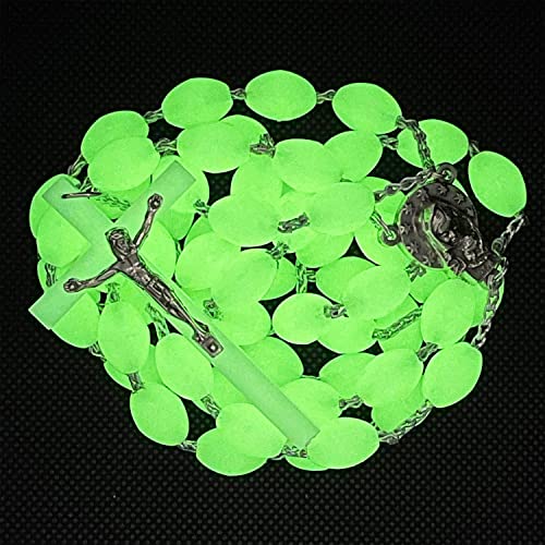 Luminous Glow in the Dark Rosary | Chunky Plastic Hail Mary Beads and Tough Chain | Great Catholic Gift for First Holy Communion and Confirmation | Made in Italy