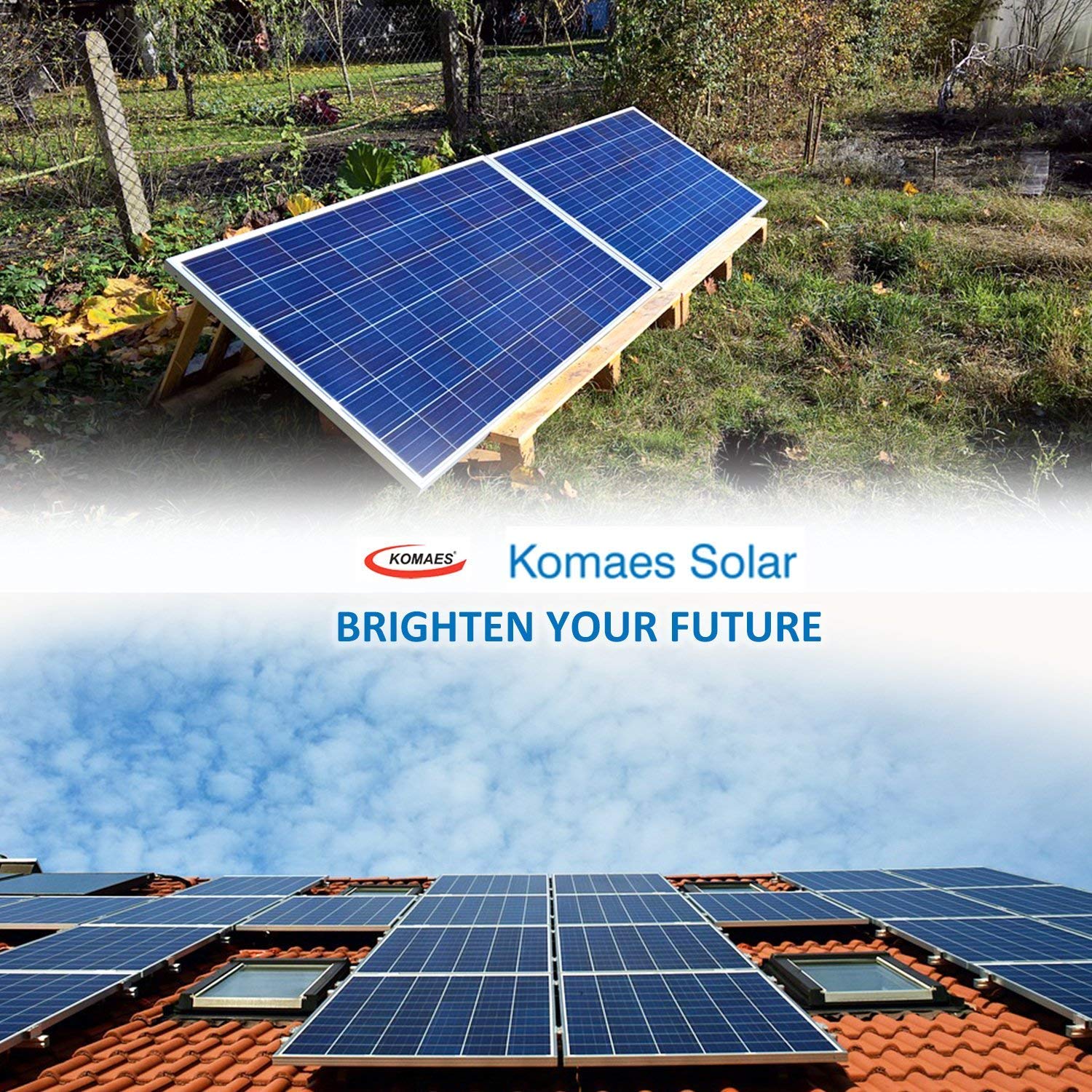 KOMAES 20 Watts 12Volts Polycrystalline Solar Panel, PV Solar Charger Includes 3Amp Solar Charge Controller, 3ft Crocodile Clip Cables Energy-efficient Technology (20W)