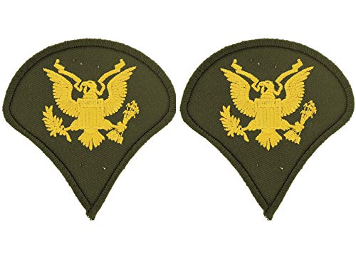 United States Army Rank E4 Specialist Patches, Dress Green, with Iron-On Adhesive (Set of Two)