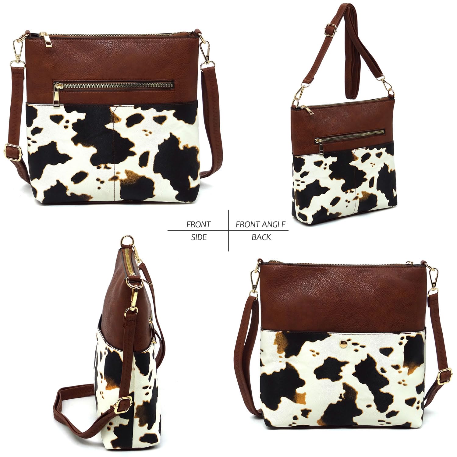 Leopard Print Crossbody Bag Animal Printed Shoulder Bag Womens Purse Satchel (Leo/Black)