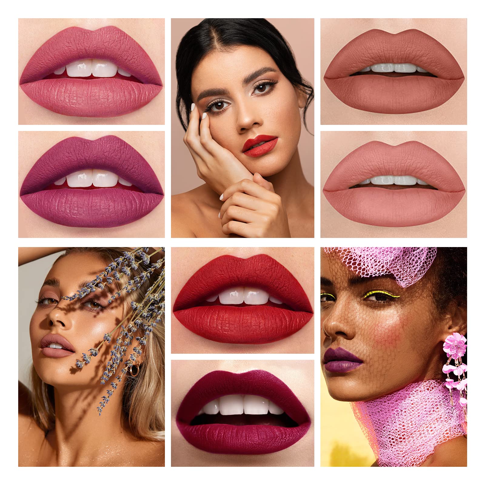 LSxia 18 Colors Capsule Pills Lipstick Mini Lip-Stick Set, Long Lasting Mini Matte Lipstick Lip Stain Lip Tint - Labiales Mate 24 Horas Originales, Cute Dark Red Matte Lipsticks Set for Women
